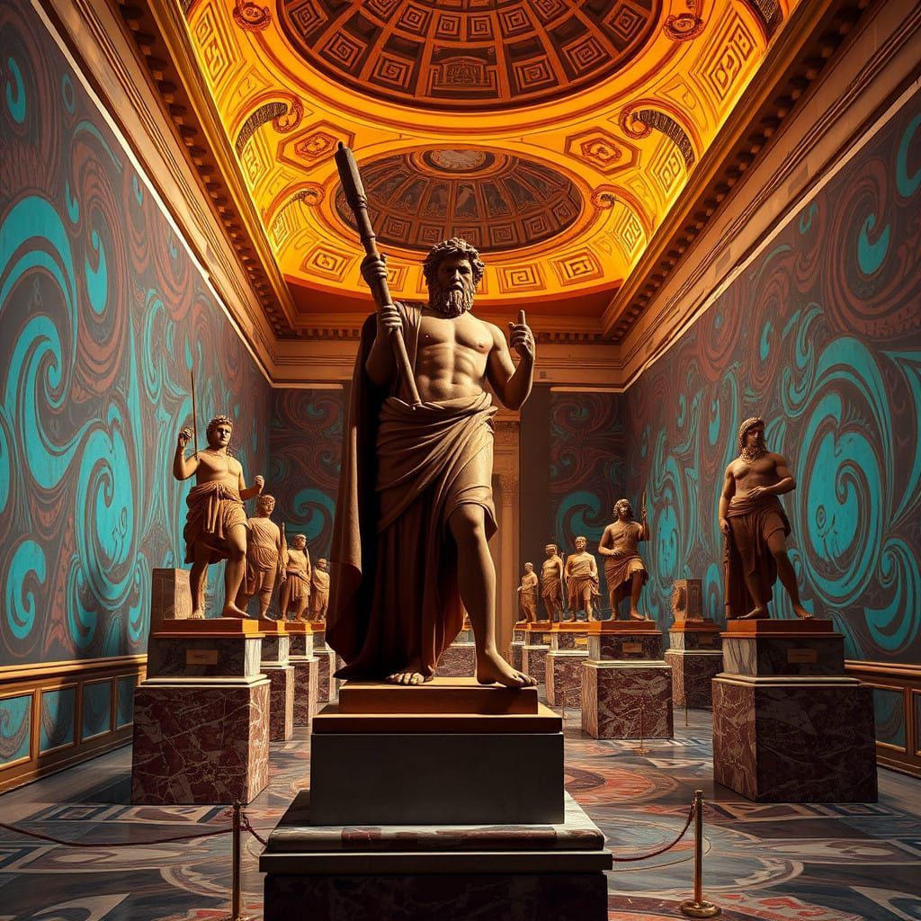 Ancient Roman Gods Sculptures in a Grand Museum - AI Art