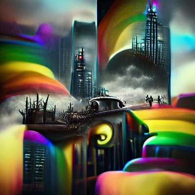 Rainbow Dystopia trending on Artstation detailed matte painting Tim ...