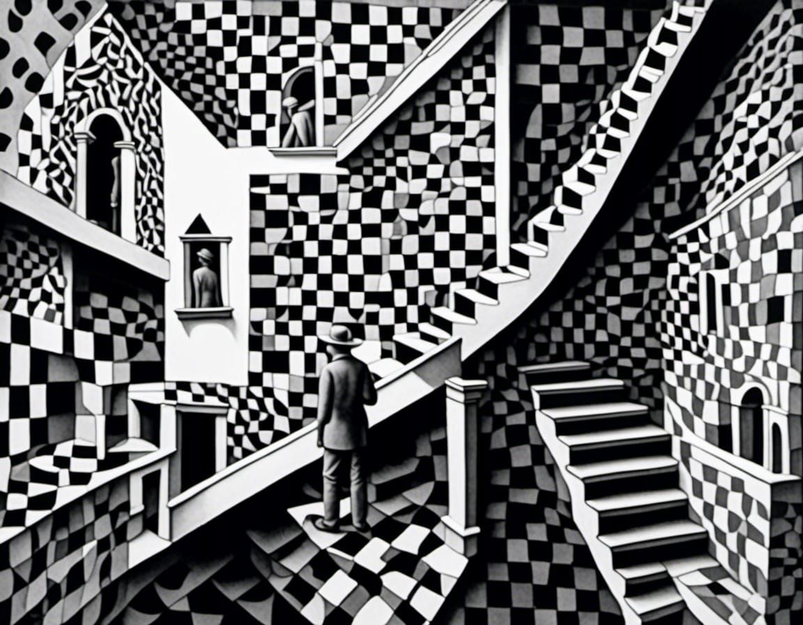M. C. Escher Escher Escher Escher and klimt missmatched staircase ...