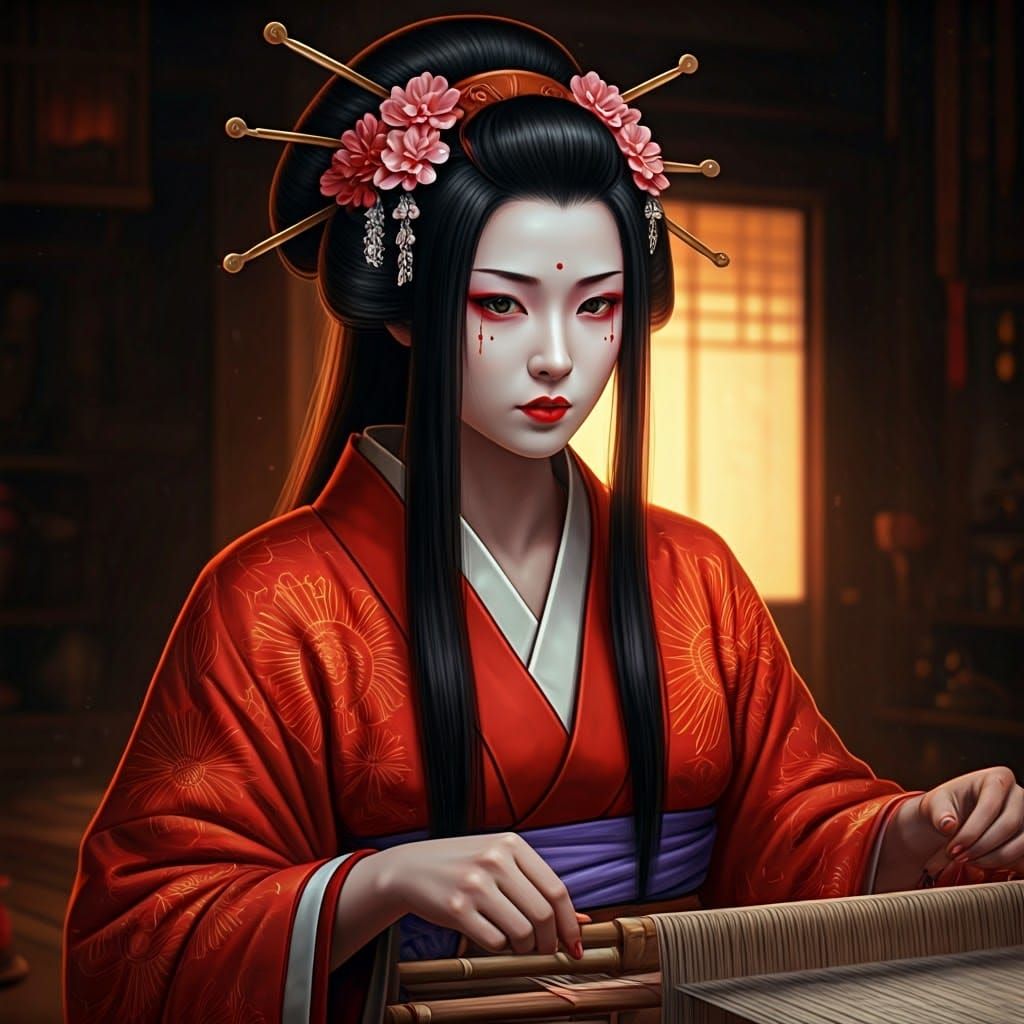 Akaru-hime 5 - Ethereal Japanese Goddess Weaves Golden Loom