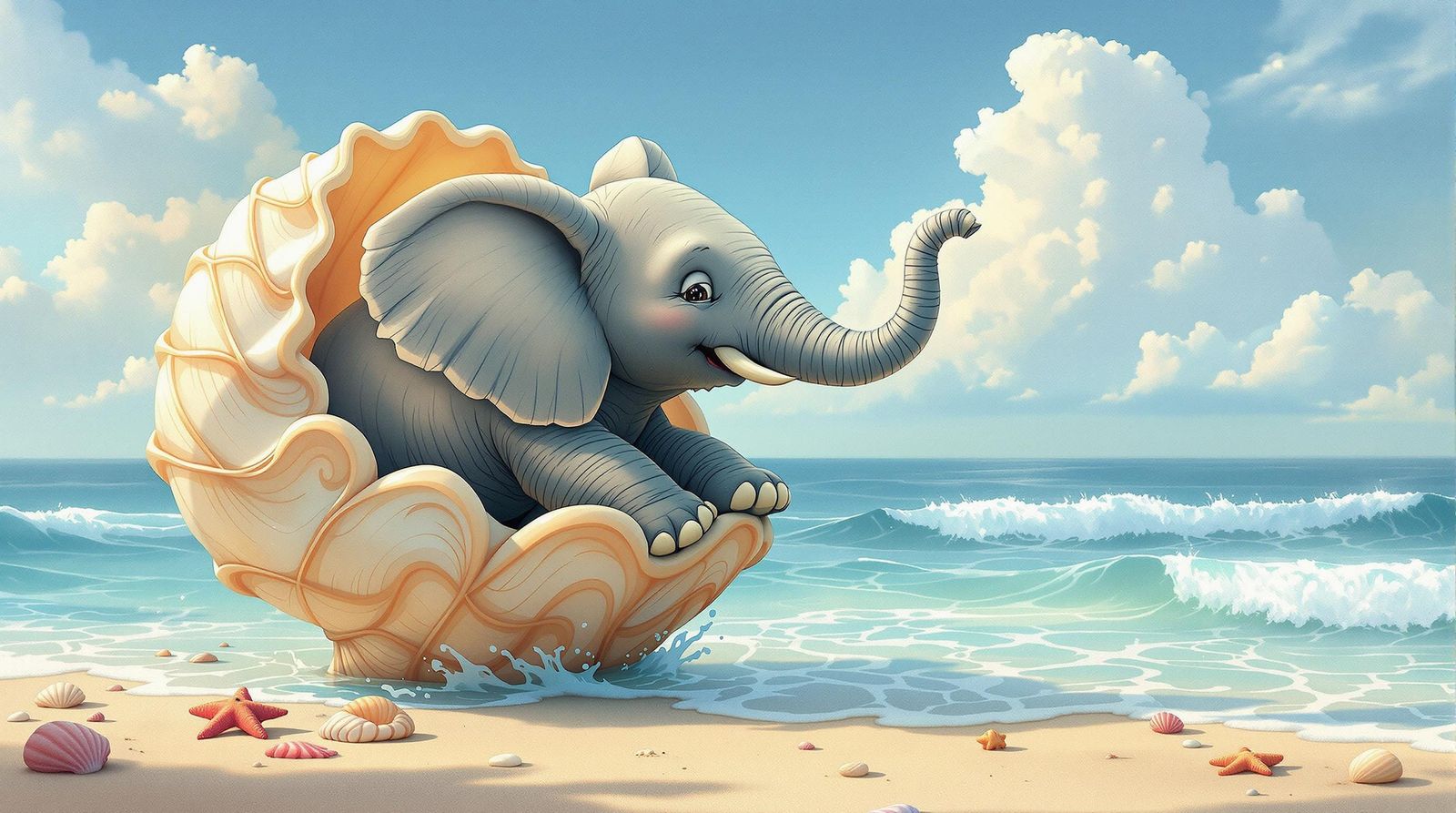 Shellephant - Whimsical Beachland Shellephant
