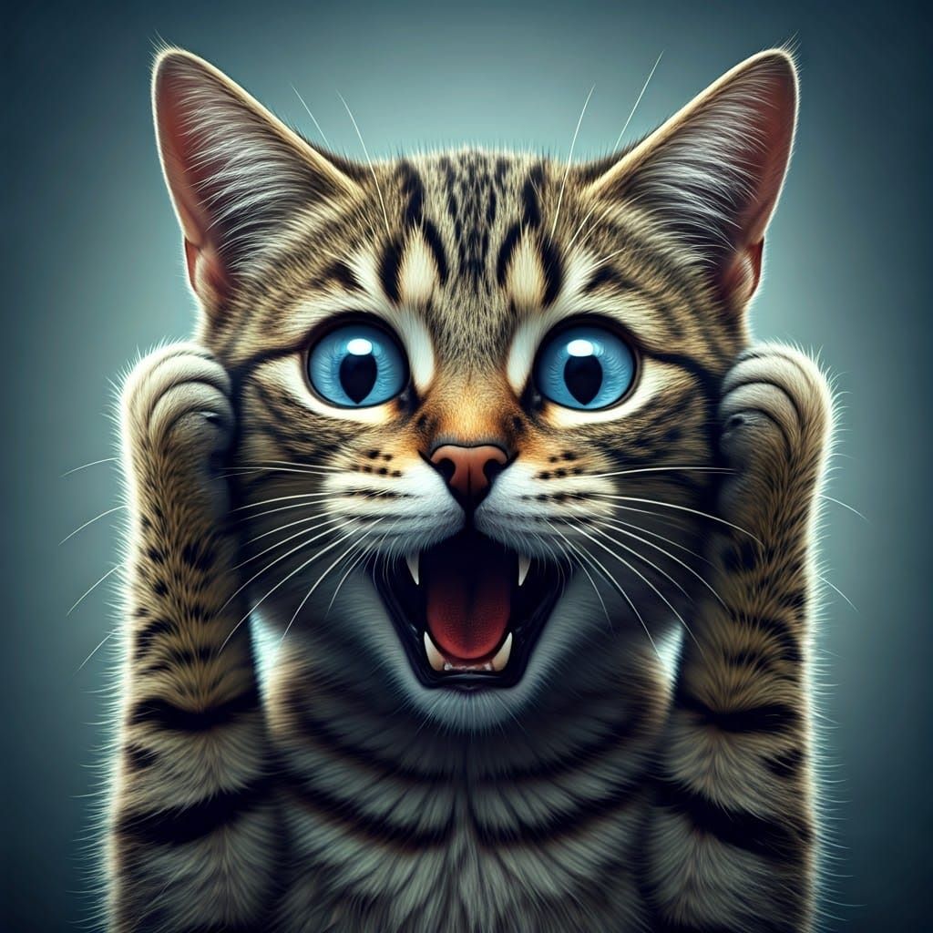 Seriously!? - Hyper-Realistic Cat in Astonishment
