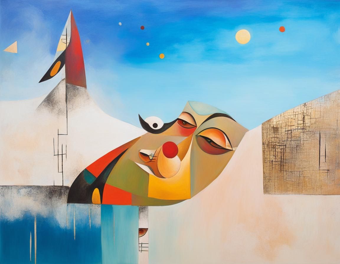 miro - Surrealist Portrait with Dreamlike Colors and Geometr...