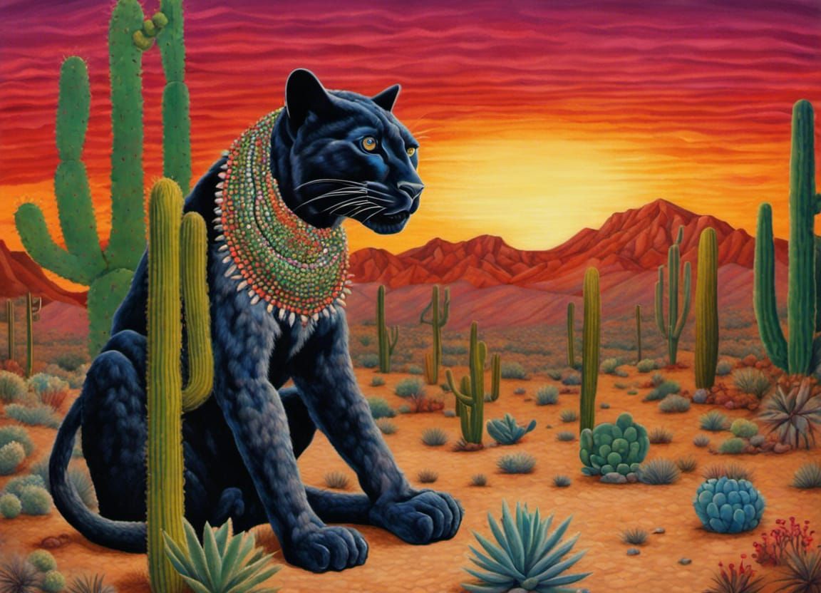 Panther god in desert, By artist “Alfonso Barrera” - AI Generated ...