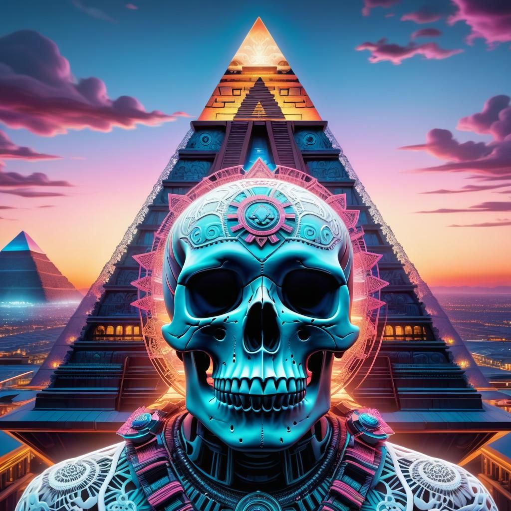 Skull and Pyramid - AI Generated Artwork - NightCafe Creator