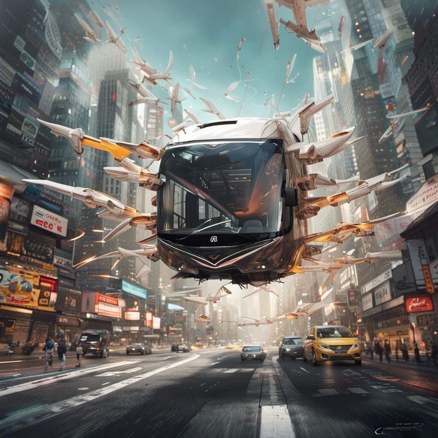 This Futuristic Bus Concept Flies Over Traffic - AI Generated Artwork ...