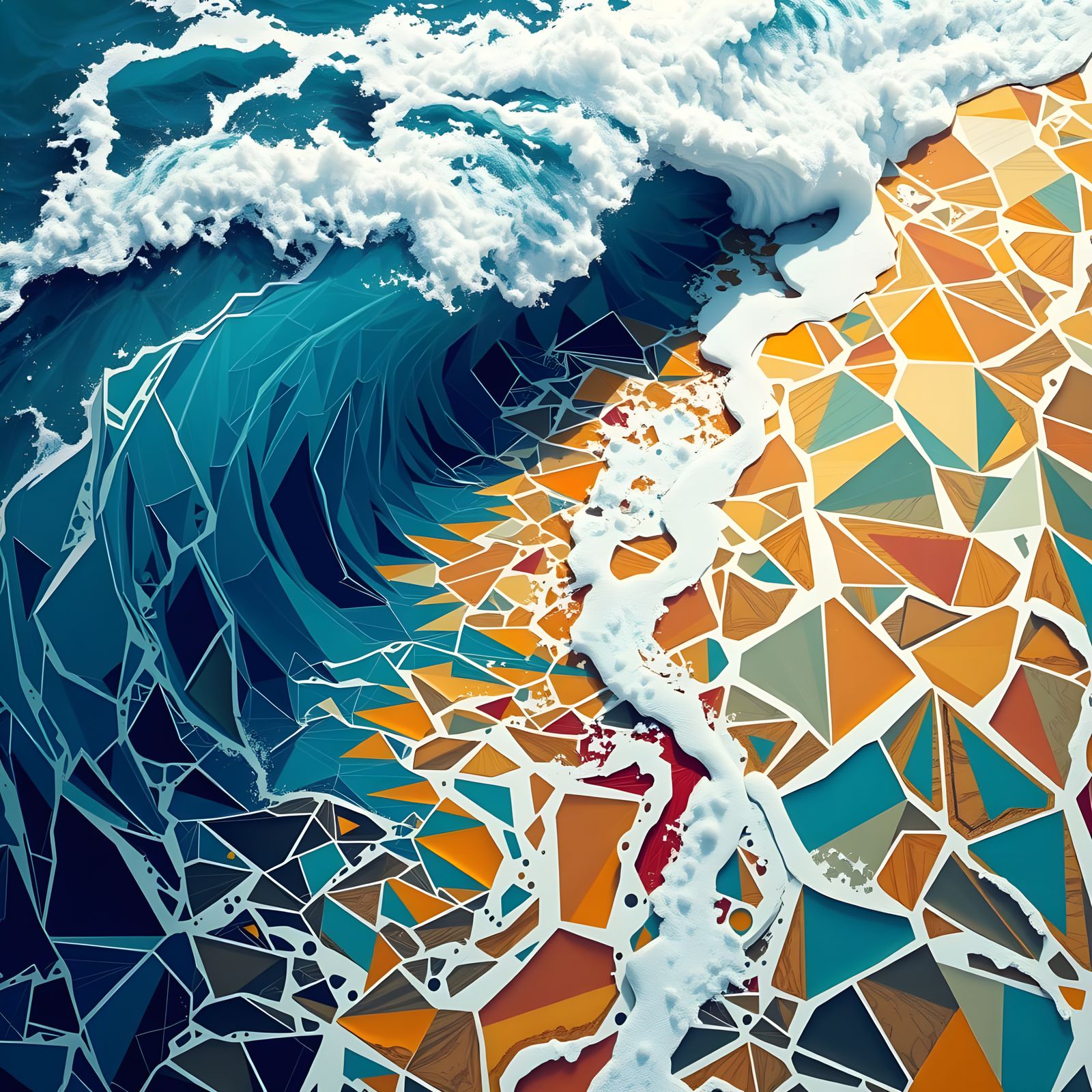 abstract cubism: the beach - abstract cubism: the beach