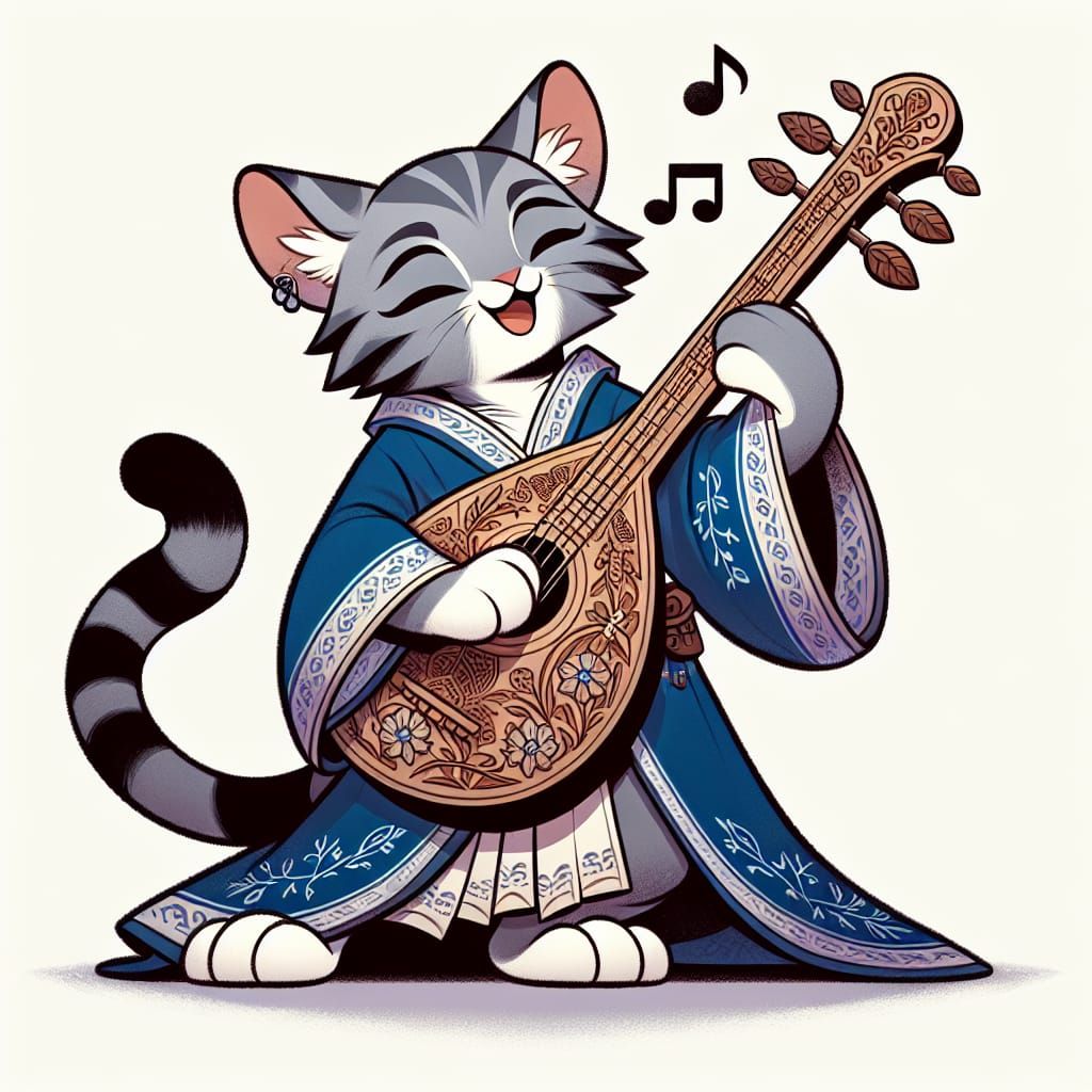 Cute cartoon cat bard - AI Generated Artwork - NightCafe Creator