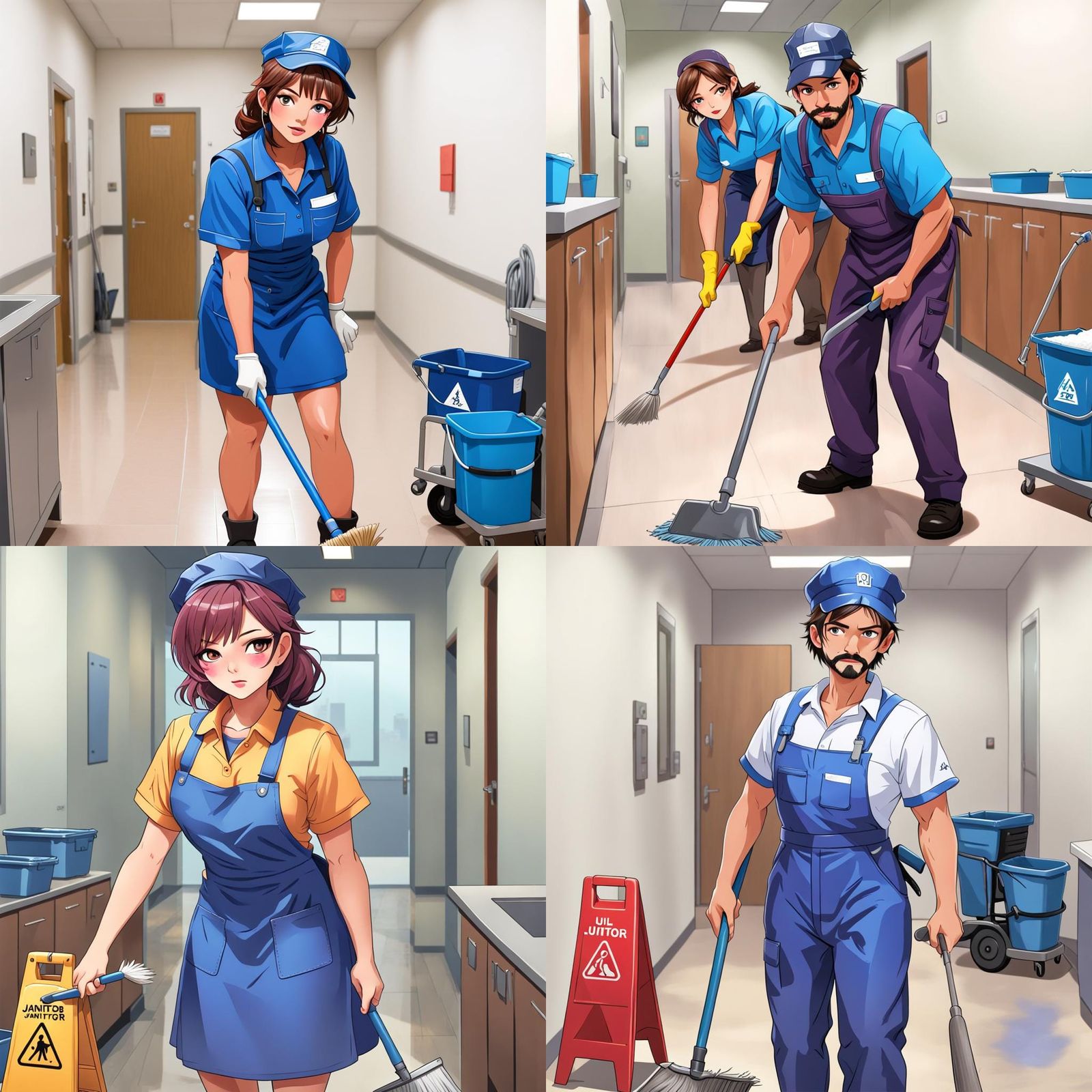 Cute anime janitors - AI Generated Artwork - NightCafe Creator