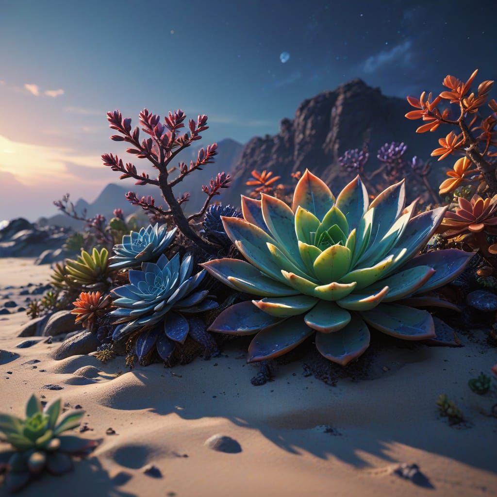 Surreal Indigo Planet Beachscape in Vibrant, Detai... - AI Art