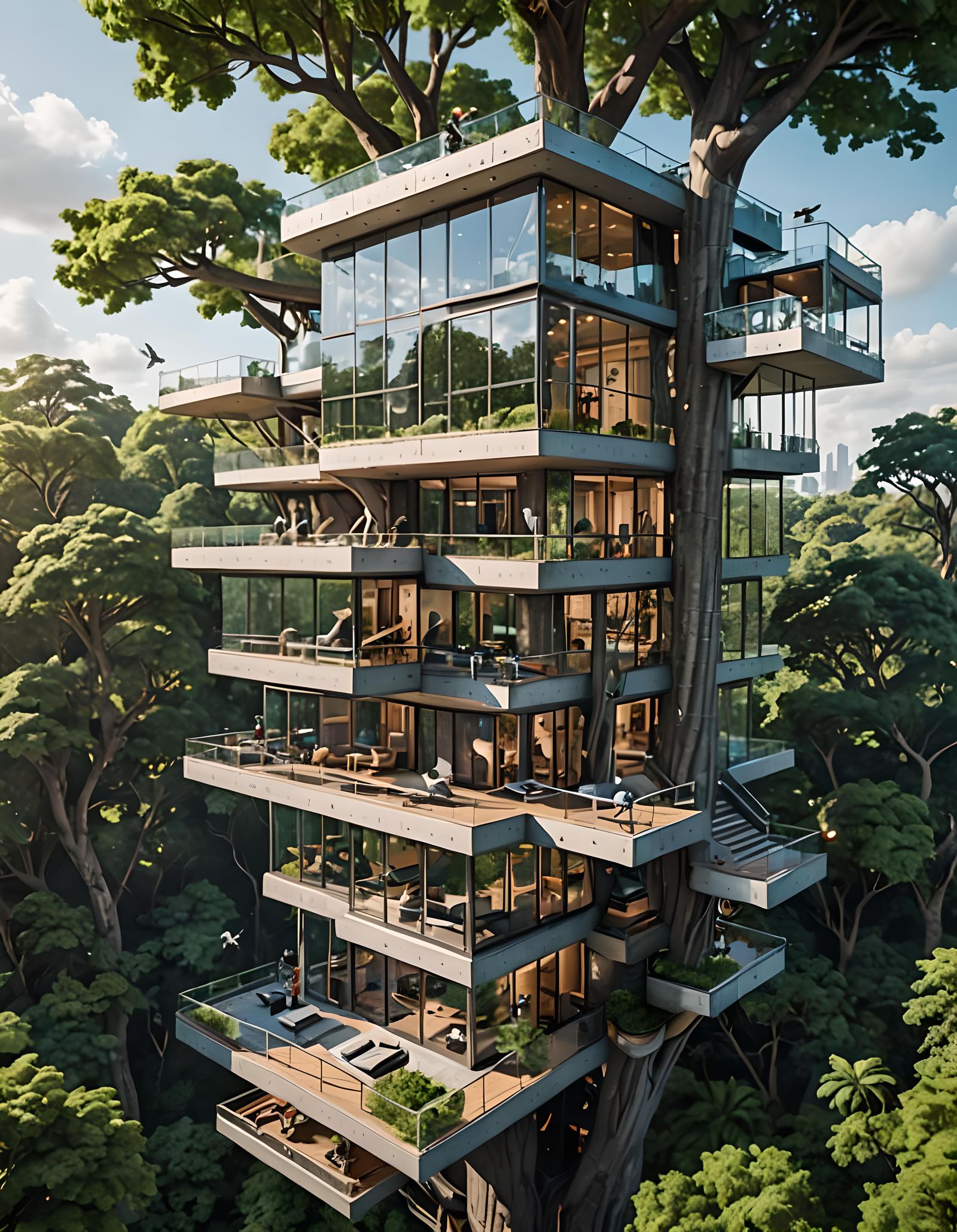 Luxurious Treehouse - AI Generated Artwork - NightCafe Creator