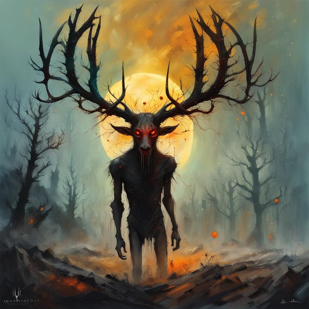 Wendigo during darkest Eclipse - AI Generated Artwork - NightCafe Creator