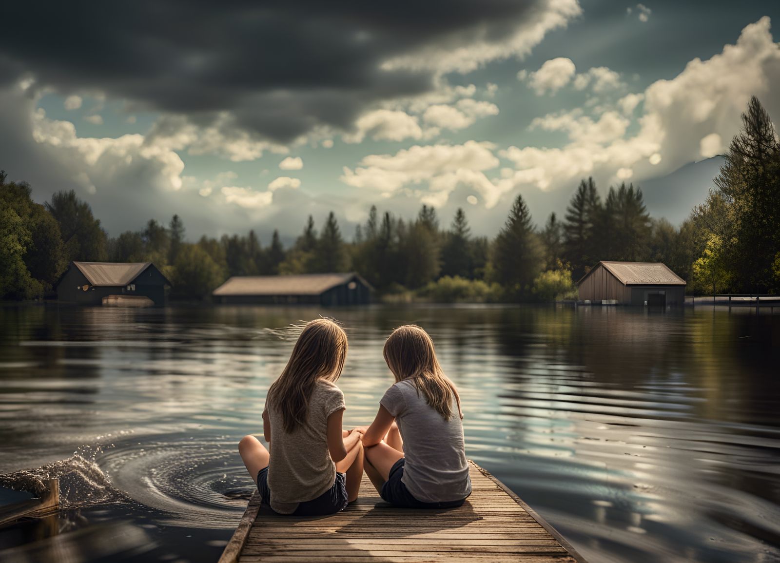 Skipping rocks on the lake - AI Generated Artwork - NightCafe Creator