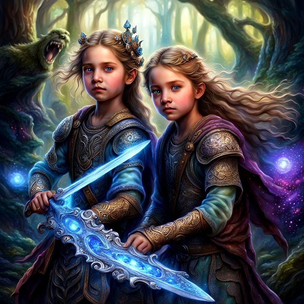 Siblings warriors adventure in magical forests - AI Generated Artwork ...