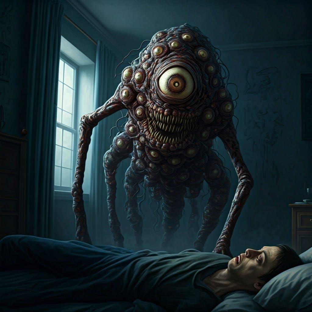 Eerie Bloop Cryptid Emerges from Shadows in Dark, ... - AI Art