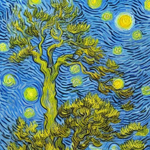 Van Gogh-inspired Expressionist portrait of a wise old owl perched on a ...