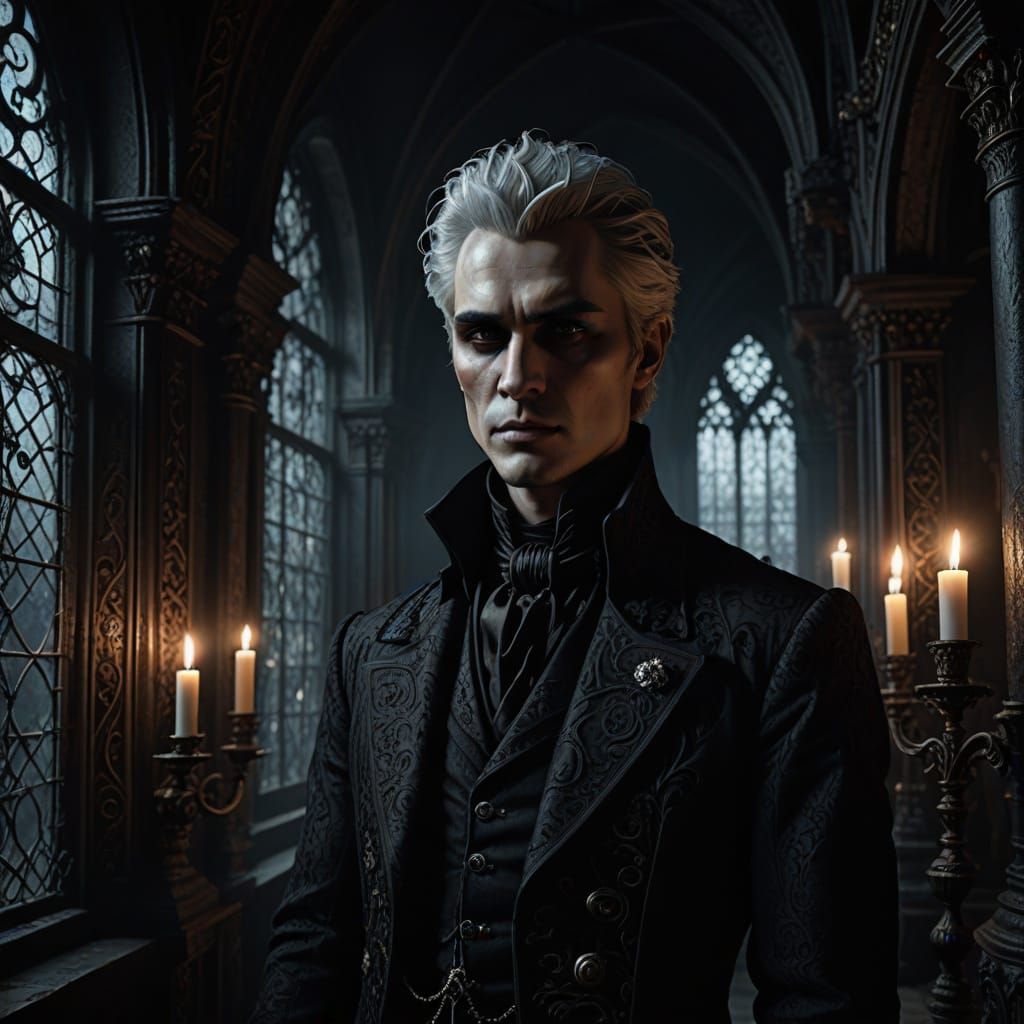vergil in gothic attire - Vergil in Gothic Elegance