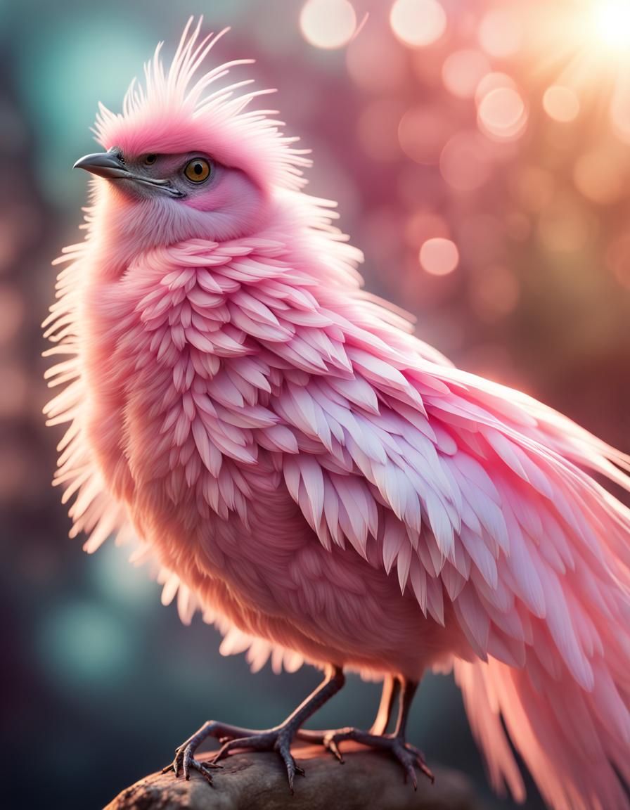 Fluffy Pink Bird Takes Flight - AI Generated Artwork - NightCafe Creator