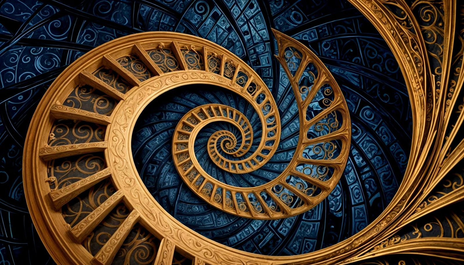 Cosmic Fractal Vortex Unfolds in Infinite Blue Dep... - AI Art