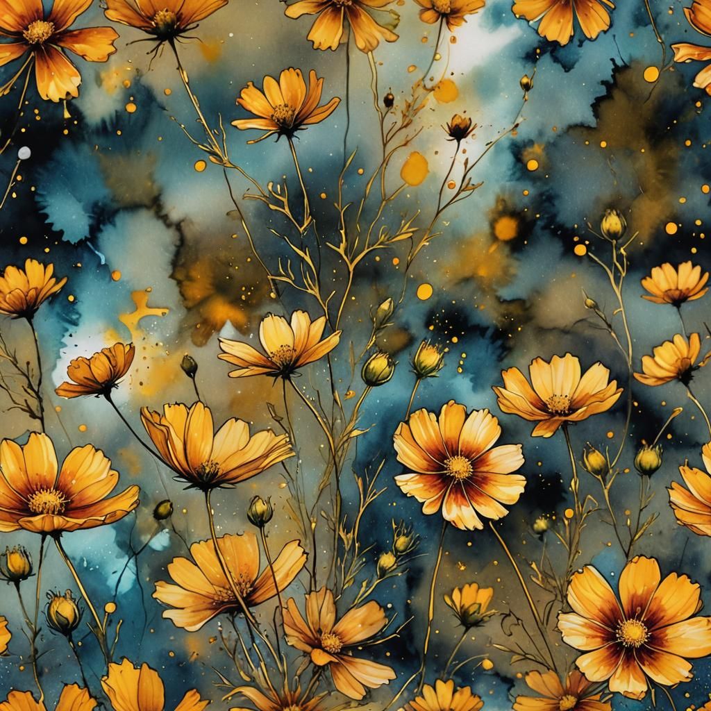 Golden Cosmos - AI Generated Artwork - NightCafe Creator