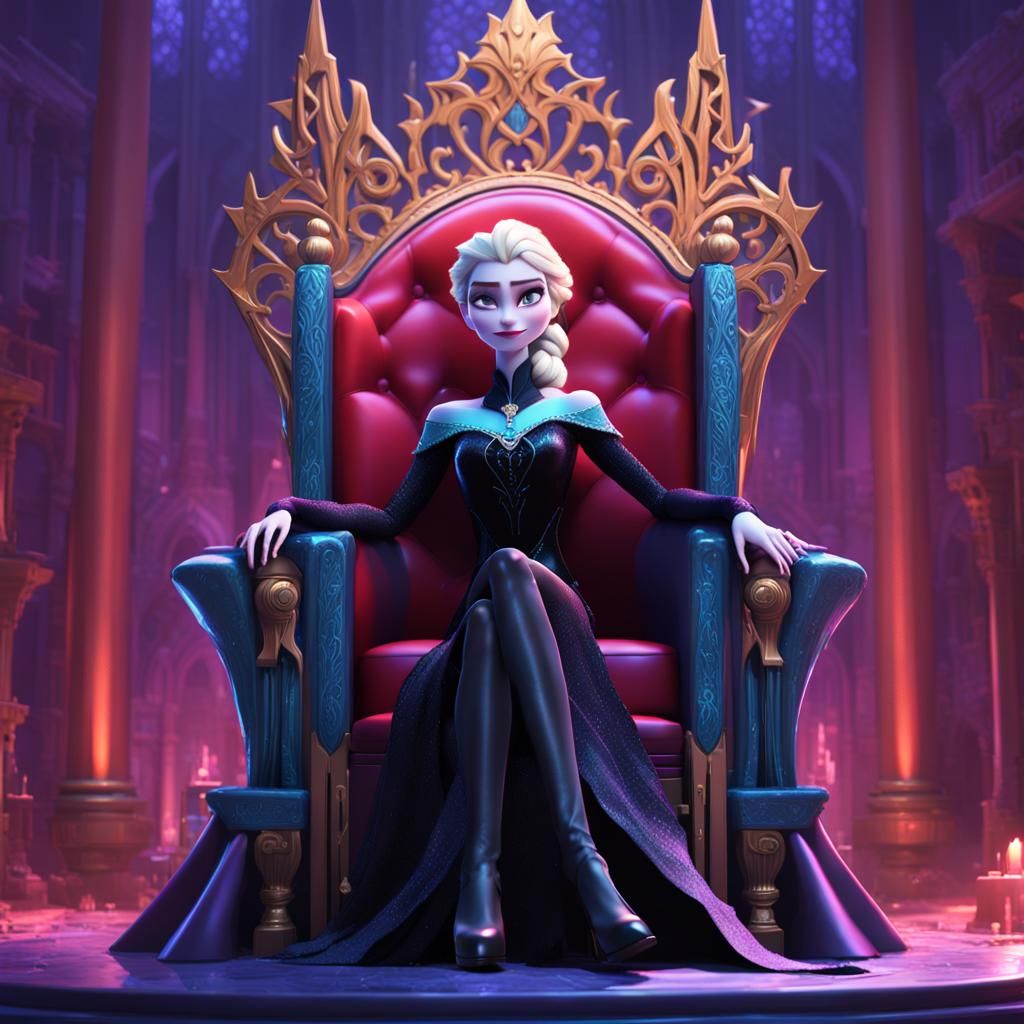 Dark Elsa (-like) sitting on Throne - AI Generated Artwork - NightCafe ...