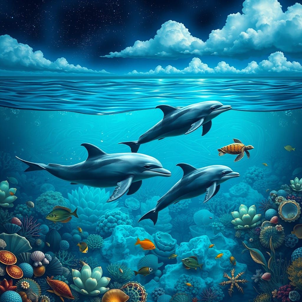 Vibrant Oceanic Scene in Hyperrealistic Style - AI Art