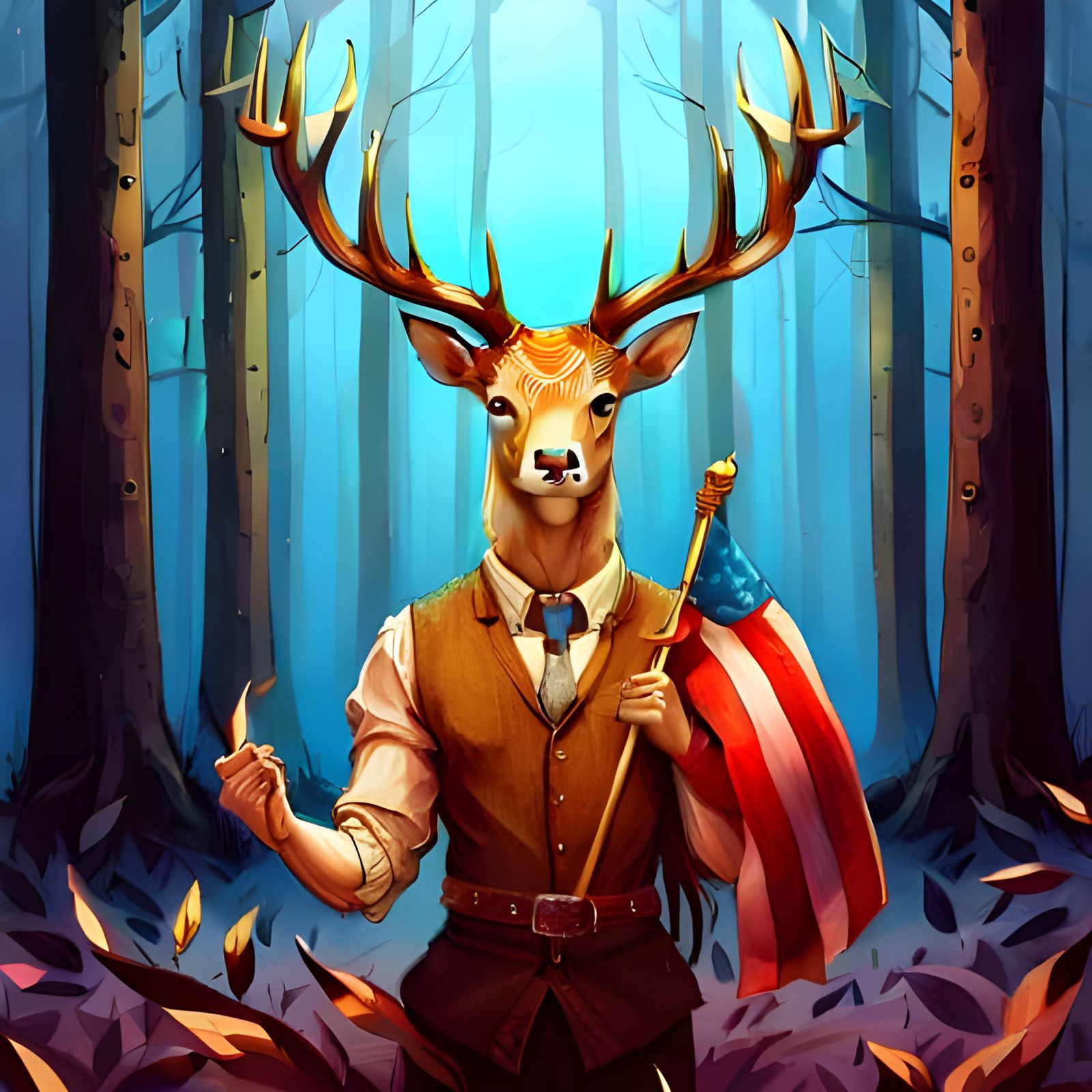 Stag with a Flag - AI Generated Artwork - NightCafe Creator