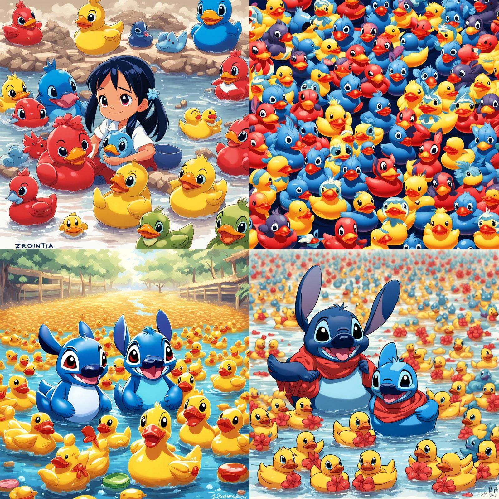 Lilo and stitch rubber ducks - AI Generated Artwork - NightCafe Creator