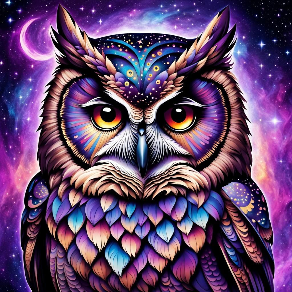 Cosmic Owl - AI Generated Artwork - NightCafe Creator