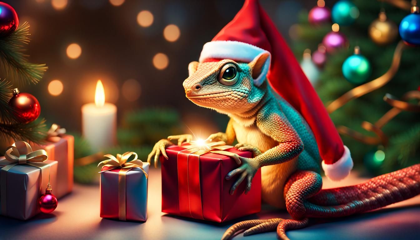 christmas squirrel, in the style of spatial concept art, magali ...