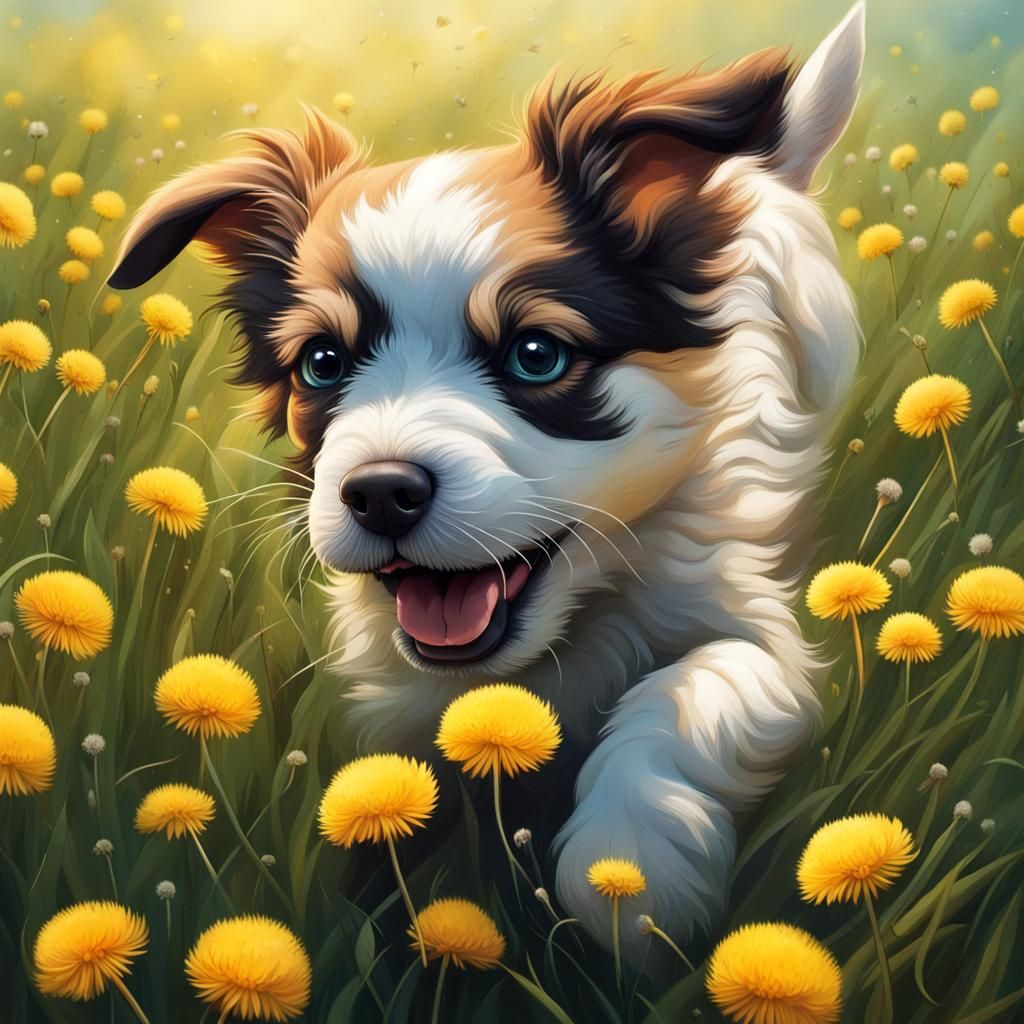 Puppy Having Fun Time - AI Generated Artwork - NightCafe Creator