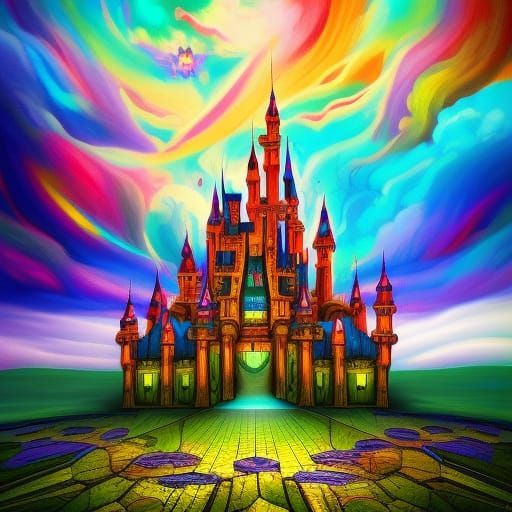 Psychedelic fantasy castle. - AI Generated Artwork - NightCafe Creator