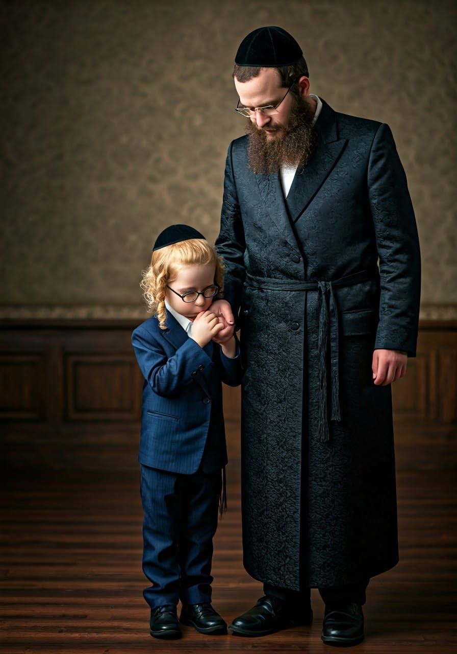 Intimate Moment of Devotion in Traditional Hasidic... - AI Art