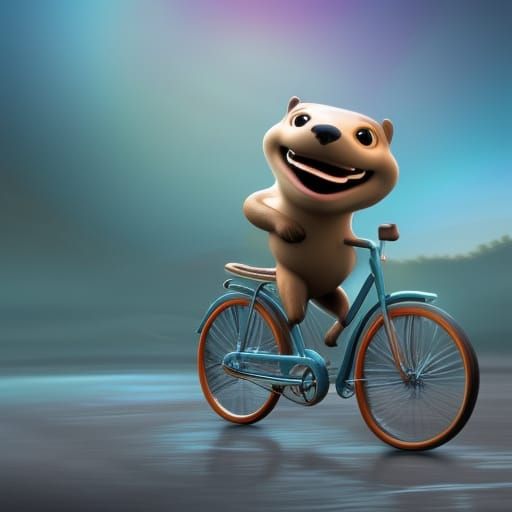 otter riding a bicycle - AI Generated Artwork - NightCafe Creator