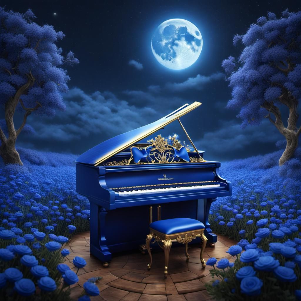 Royal blue piano - AI Generated Artwork - NightCafe Creator