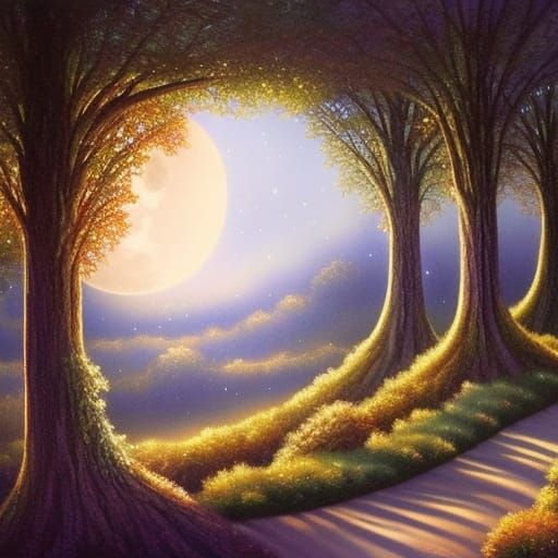 the full-moon path - AI Generated Artwork - NightCafe Creator