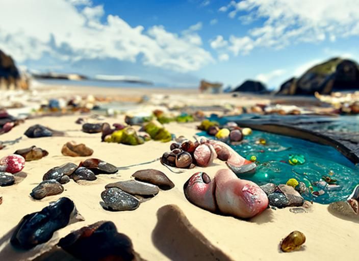 sand and pebbles on the beach - AI Generated Artwork - NightCafe Creator