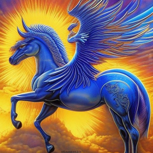 Beautiful Blue Mare Pegasus - AI Generated Artwork - NightCafe Creator