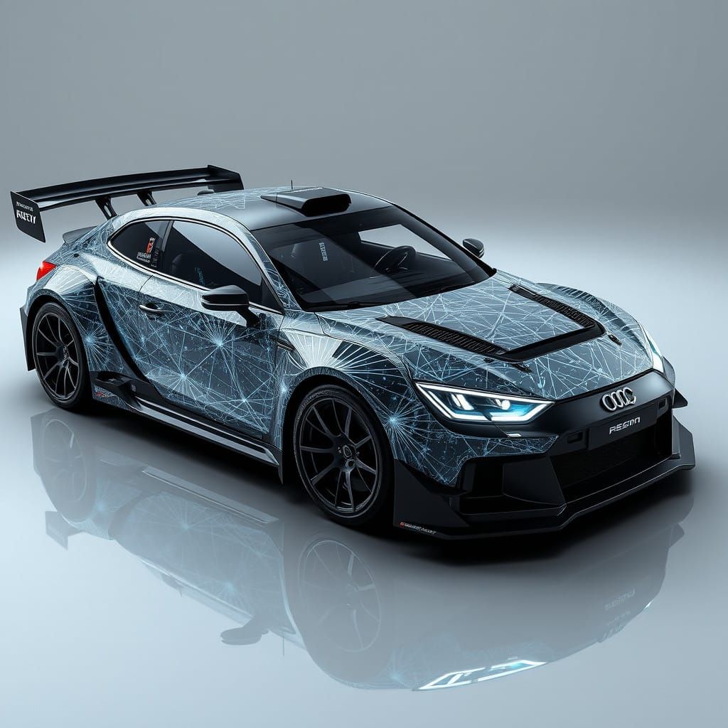 Rally car wrapped in "invisible" artwork