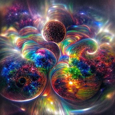 Beautiful multiverse collapsing with glowing swirls of colored light ...