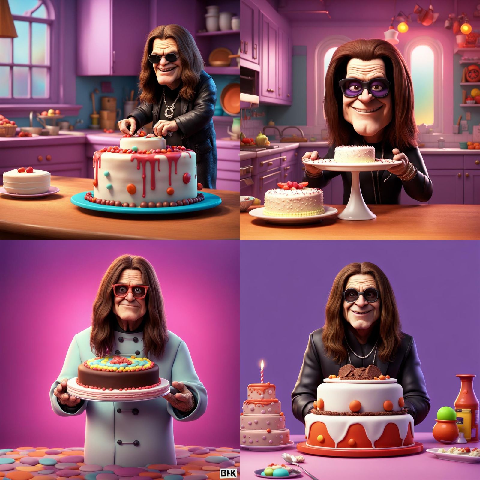 Ozzy Osbourne bakes a cake - AI Generated Artwork - NightCafe Creator