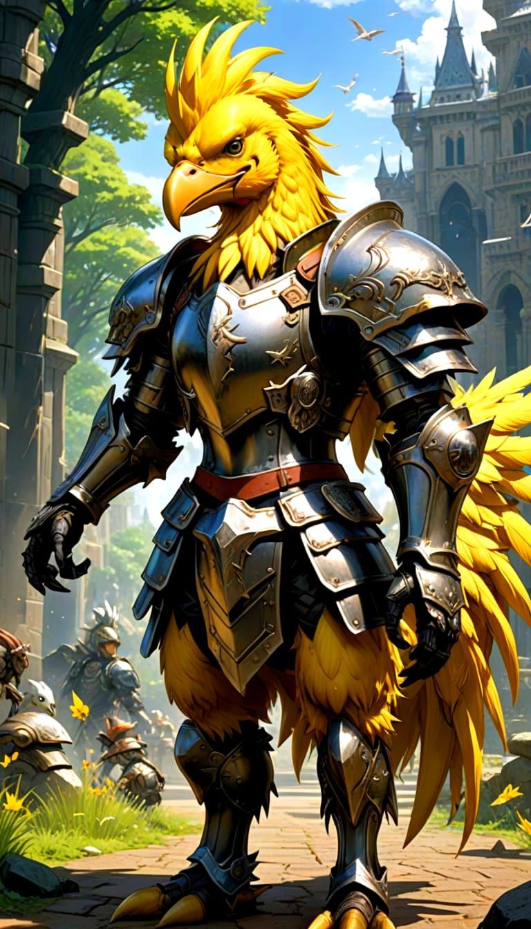 Art named - The Armed Chocobo - Fantasy Chocobo Wears Armor...