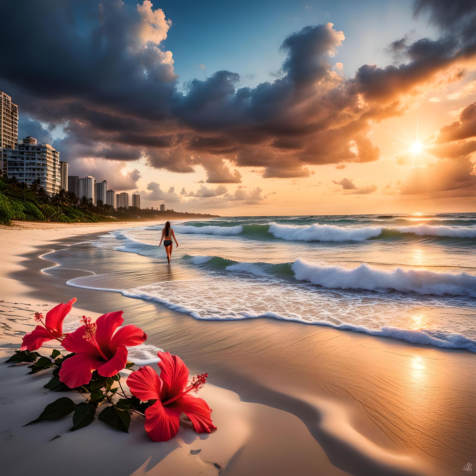 Sunset at the Beach - AI Generated Artwork - NightCafe Creator