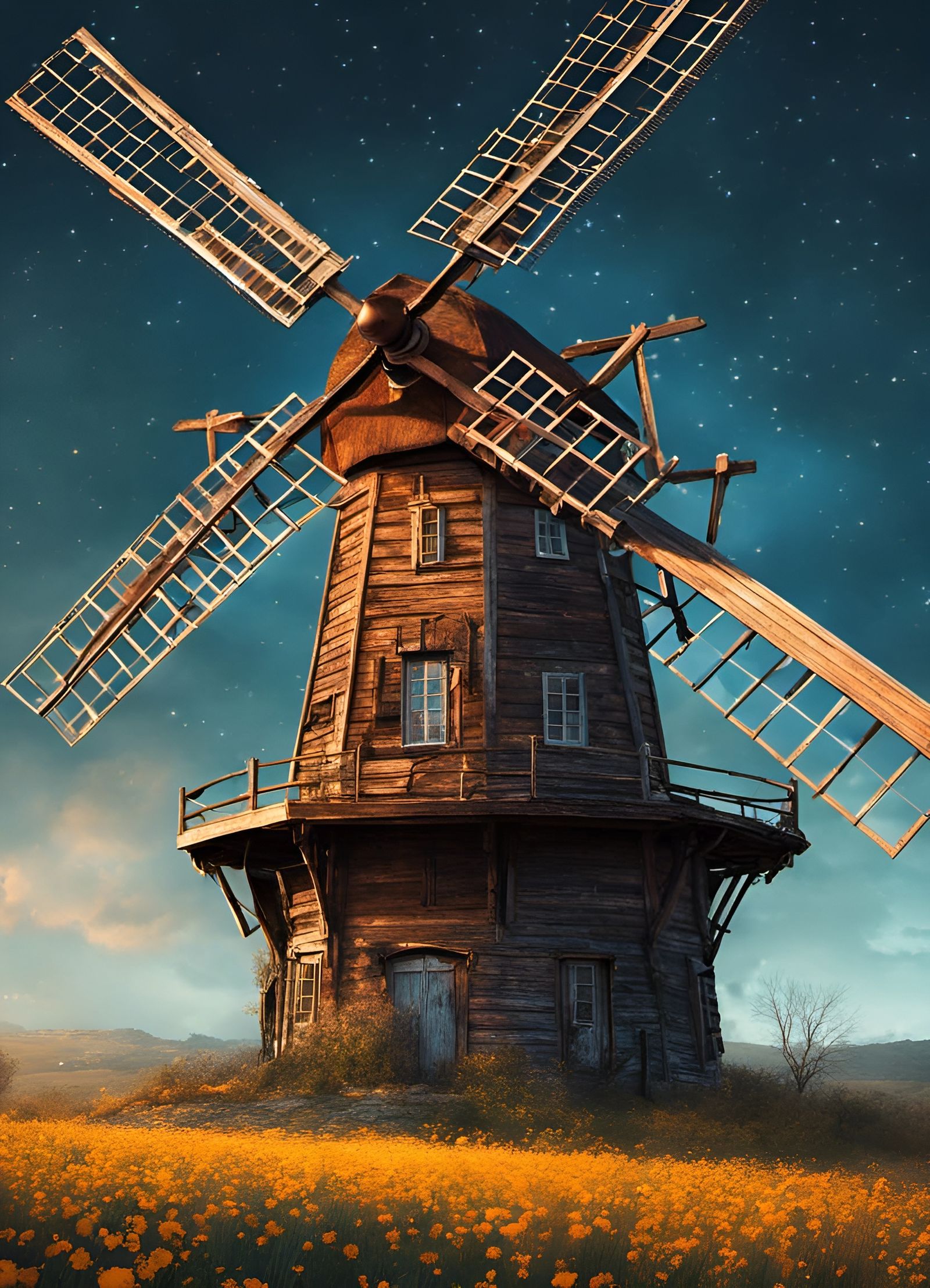 Rustic Windmill - AI Generated Artwork - NightCafe Creator