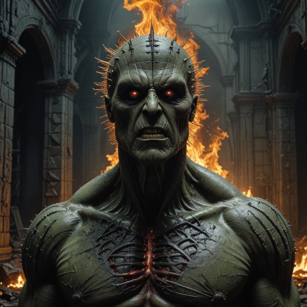 A hyperrealistic, highly detailed 3d render of Pinhead, from the movie ...