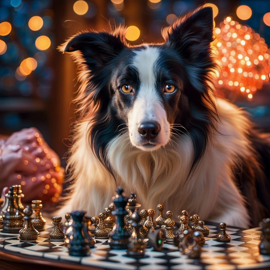 Strategic Sit-Down: Border Collie's Chess Challenge - AI Generated ...