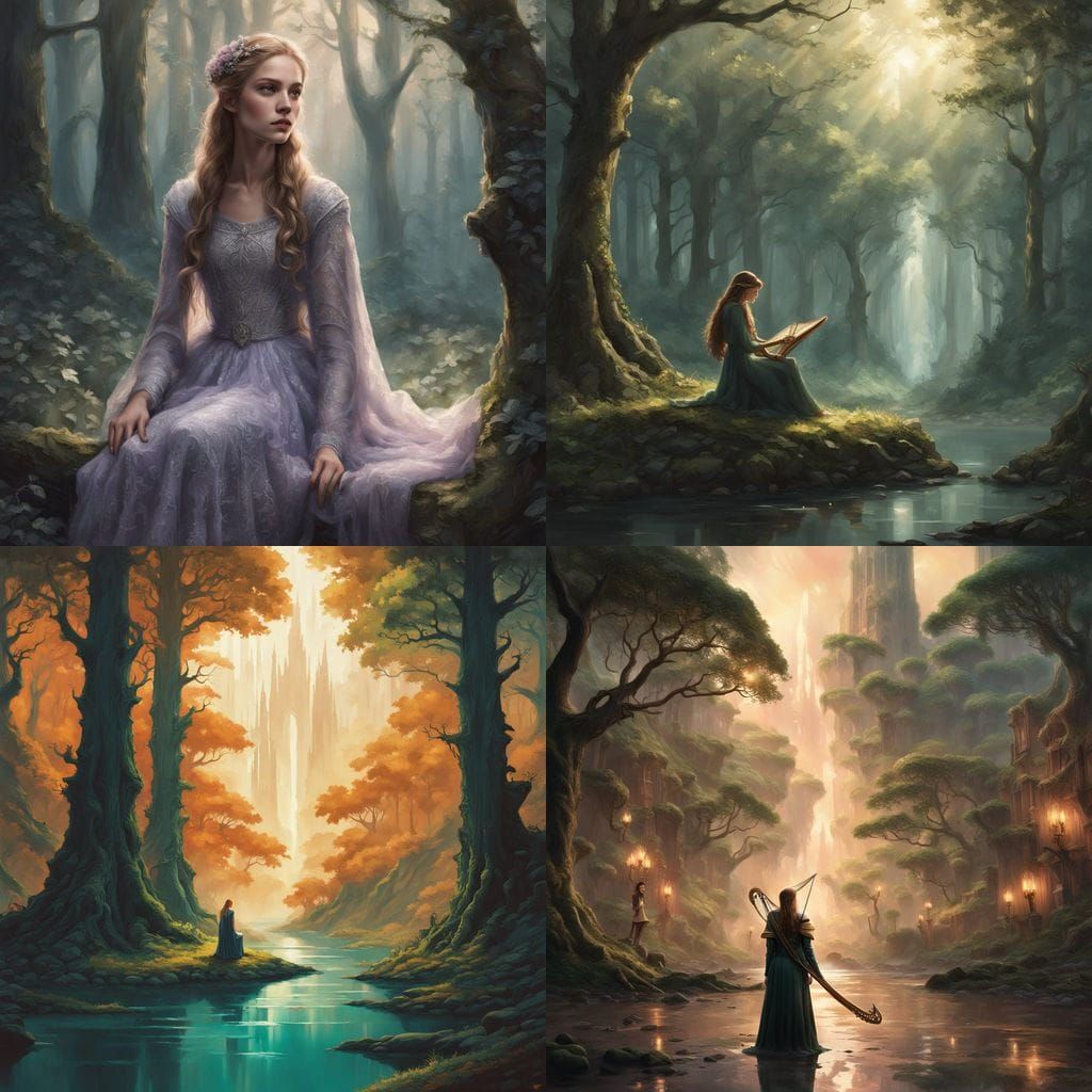 Elf in the Woods - Ethereal Elf Maiden in Majestic Woodland ...