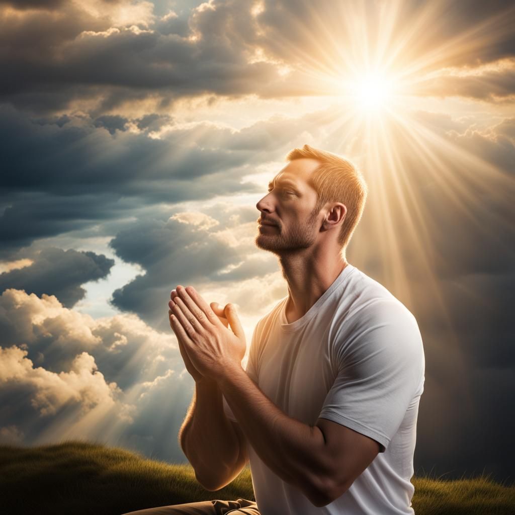 Praying in the light - AI Generated Artwork - NightCafe Creator