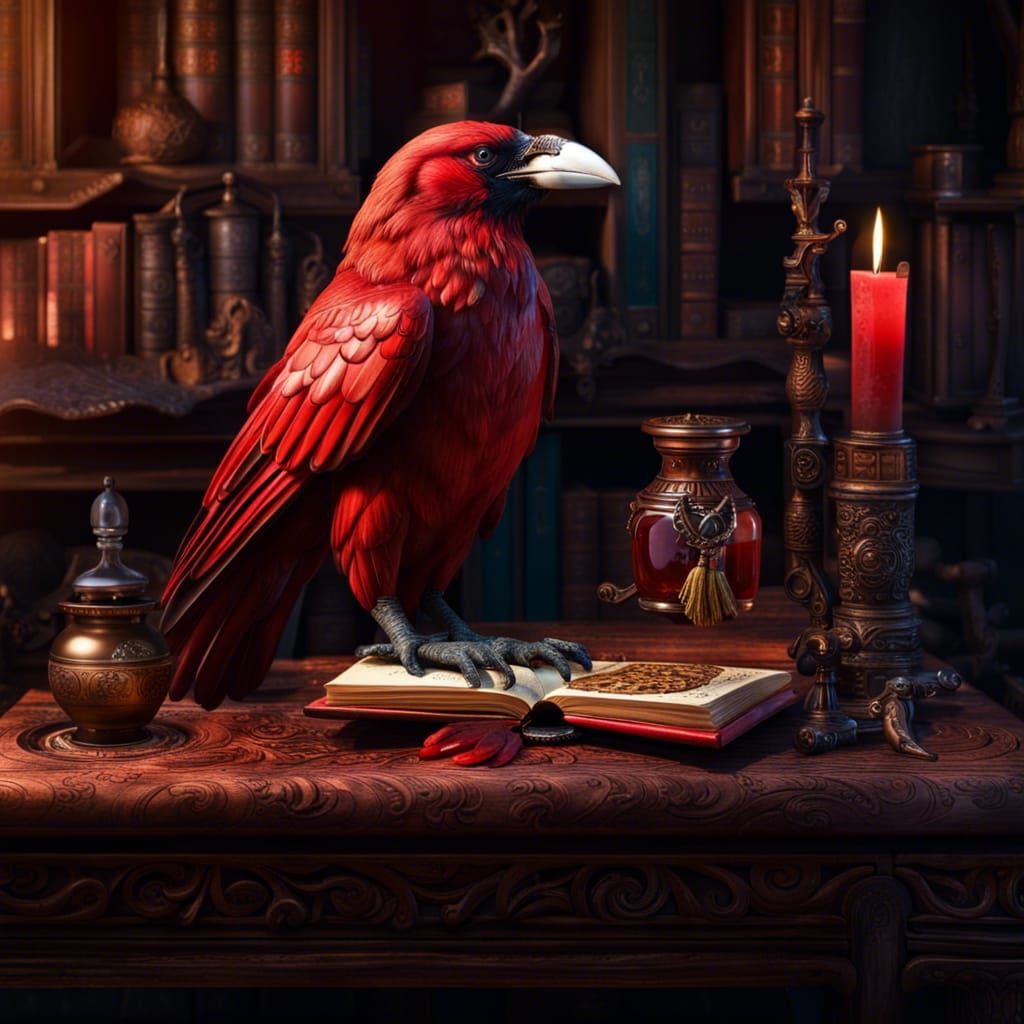 The Mad sorceress's prized crimson raven - AI Generated Artwork ...