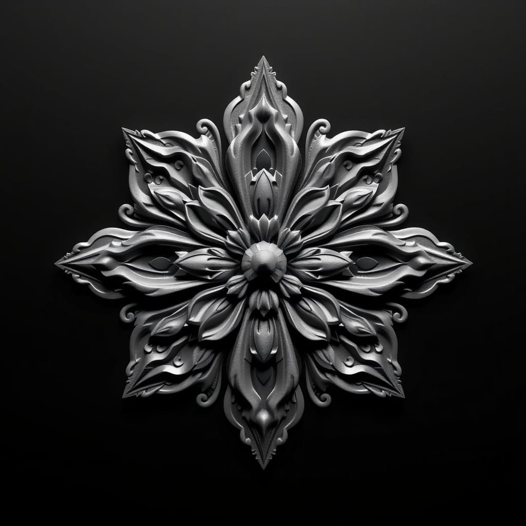 Baroque Flower Depth Map in Grayscale Orthogonal S... - AI Art